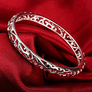 KACON Sterling Silver Bangle Bracelet, Fashion Simple Open Bangles Cuff bracelets for Women