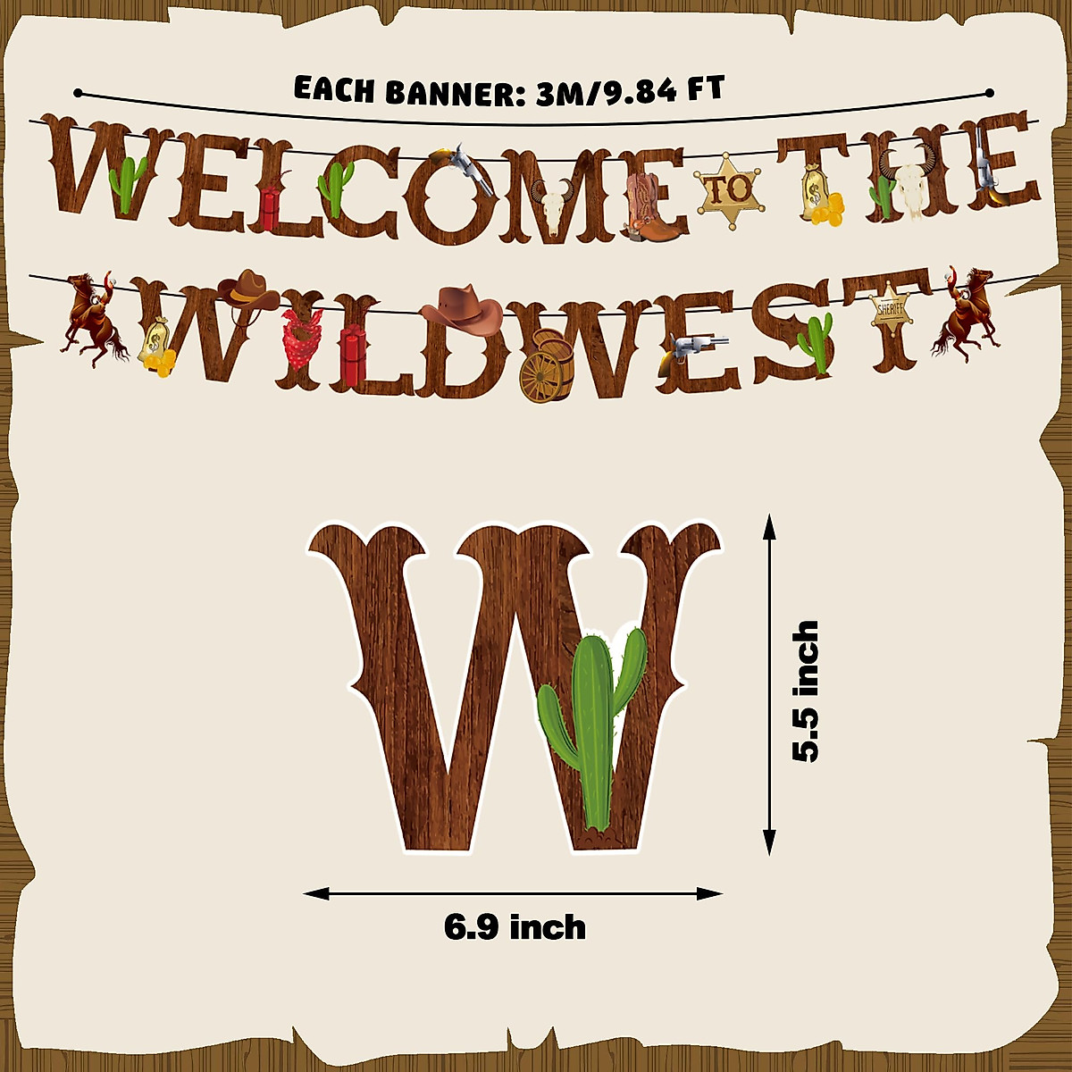 Western Cowboy Party Decorations Western Banner Wild West Hanging Swirls Cowboy Honeycomb Centerpieces for Cowboy Theme Birthday Baby Shower Party Supplies