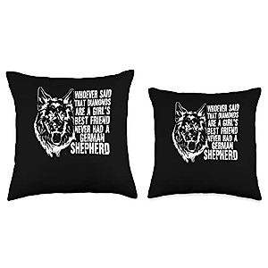 German Shepherd Girl's Best Friend Dog Owner Gift German Shepherd Girl's Best Friend | Dog Owner Throw Pillow, 18x18, Multicolor