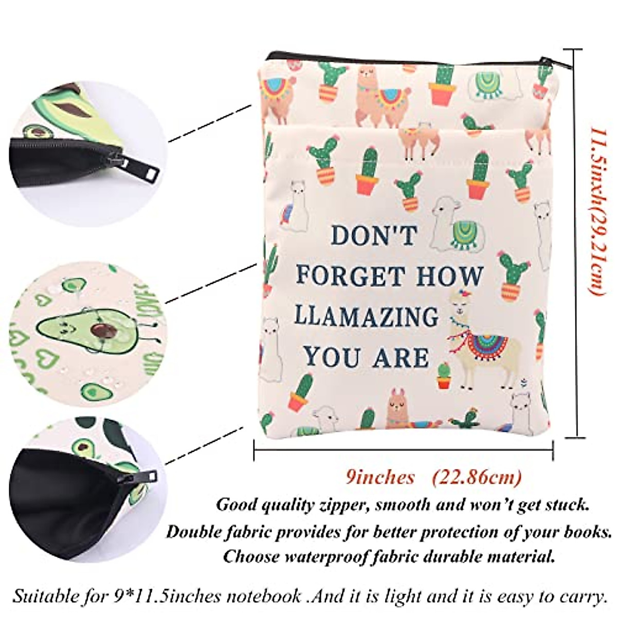 Llama Lovers Book Sleeve Llama Book Cover Alpaca Book Sack Llama Animals Lovers Book Pouch Don’t Forget How Llamazing You are Book Protector Llama Waterproof Book Sack (LlamaBS)