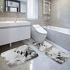 TheBlackSpot World War 2 WW2 in Color Warplane Bathroom Rugs 20 x 31 Grey Men Boys Bath Mat 16 x 24 Sets 3 Piece Memory Foam Anti Slip Absorbent Mats U-Shaped Contour Shower Mat