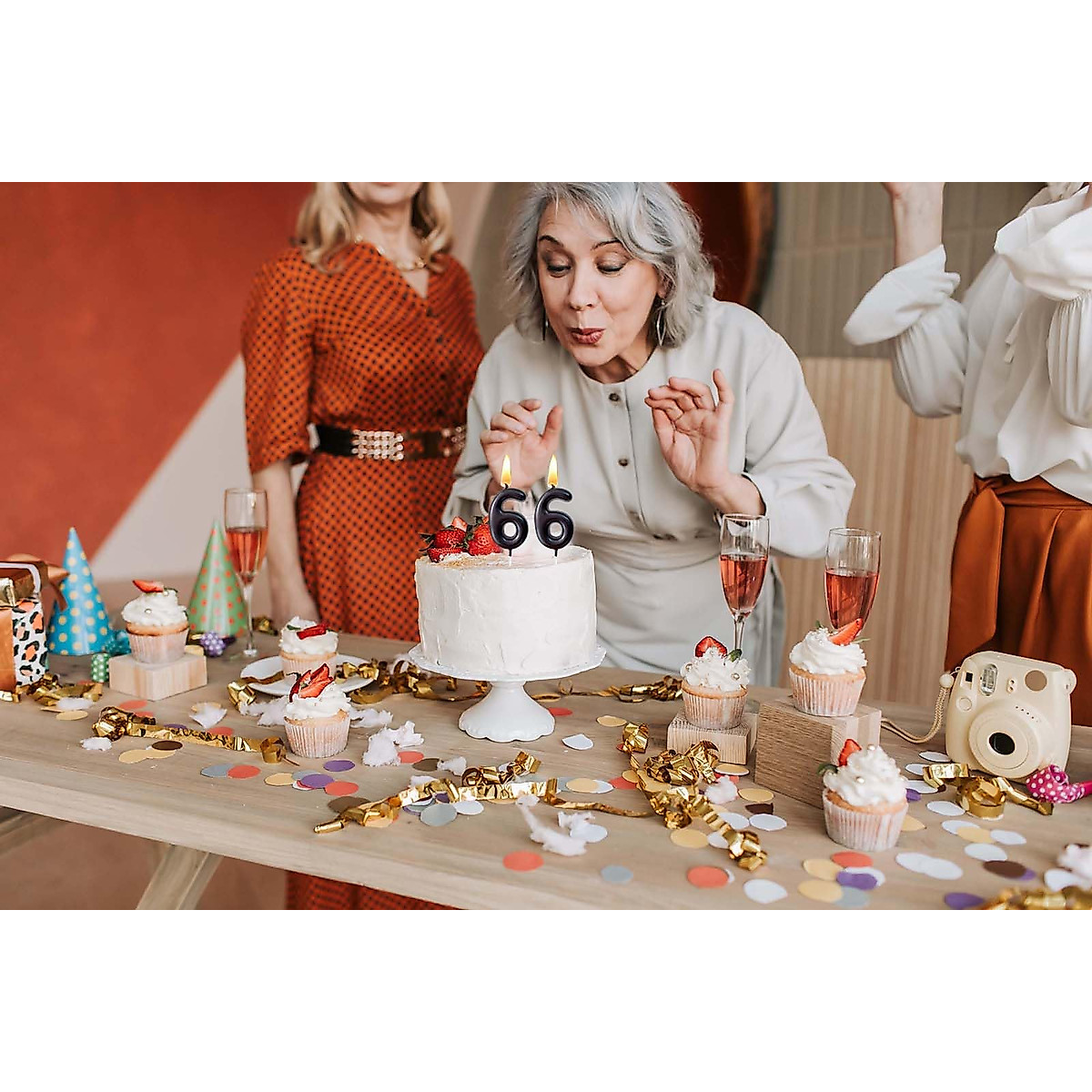 2.36" 29th 92nd Number Candles Birthday Gifts for Women Men Birthday Decorations Birthday Candles Numbers Happy Birthday Candles for Cake 2 Candle for Women for Men (Black)