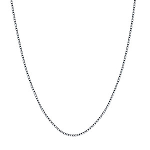 BORUO 925 Sterling Silver Box Chain Necklace, 1mm Solid Italian Nickel-Free Lobster Claw Clasp 18 Inch