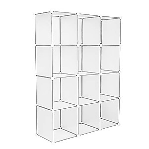 Guangshuohui 12-Cube Book Shelf,Cube Storage Shelves Closet Organizer Shelf Cubes Organizer Bookcase(42.1 x 14.2 x 55.9) / (107 x 36 x 142) cm (L x W x H) (White)