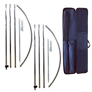 2 Packs Swooper Flag Pole with 2 Packs Ground Stake,12 Feet Complete Feather Flag Pole Kit for Business Advertising Flags, Portable Black Travel Bag Packed (Silver)