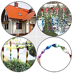 YARDWE 10pcs Bird Rods Gradient Colored Wind Hanging Reflective Scare Spiral Rods Keep Birds Away from Garden House Farm