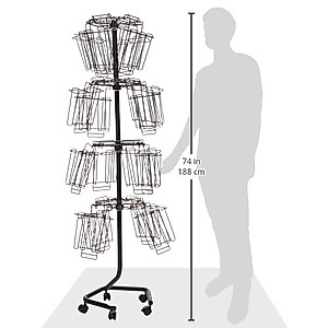 Safco Products 4128CH 32 Pockets Wire Brochure Display Rack, Charcoal, Rotating for Increased Visibility, Office and Classroom Organization