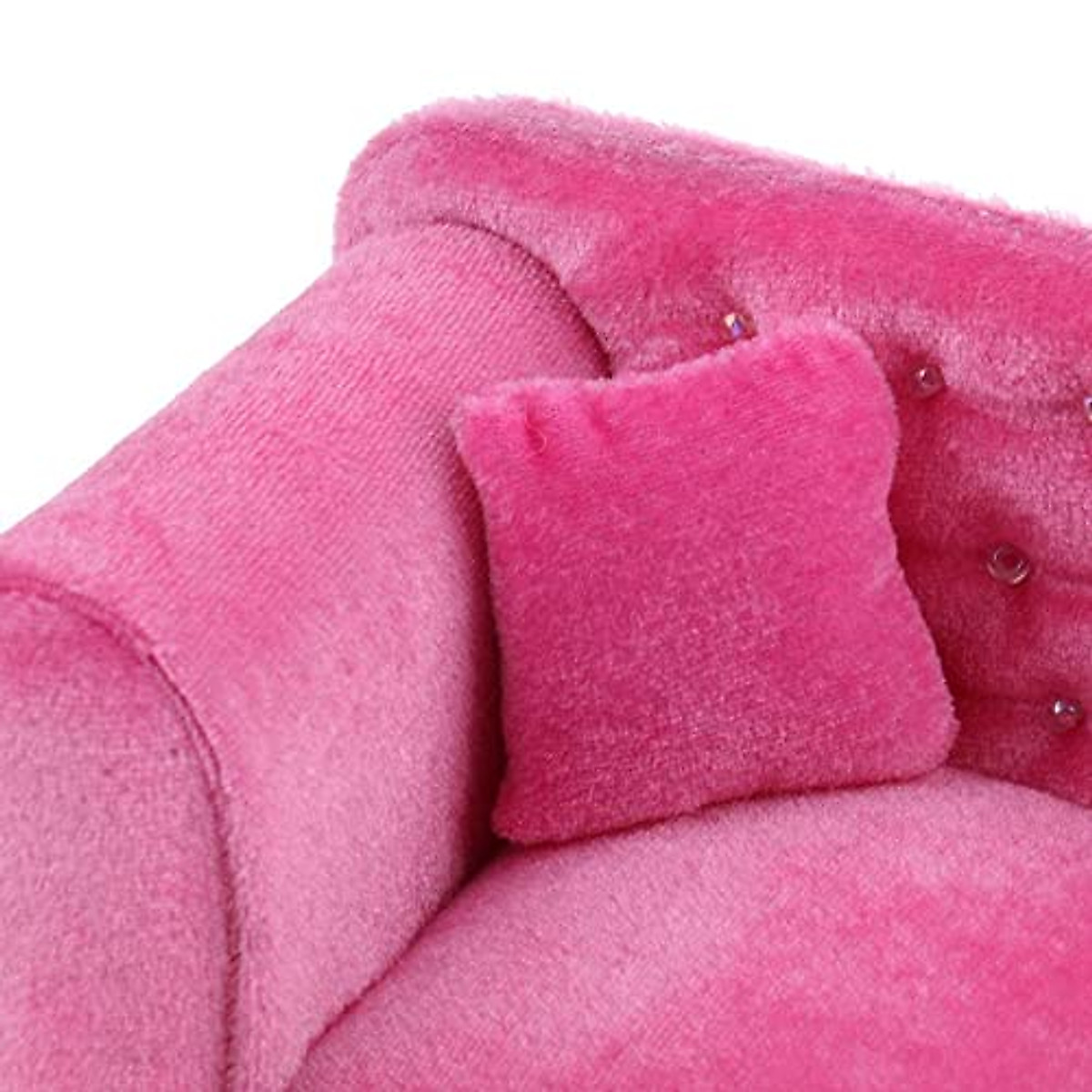 YUPVM 1/6 Miniature Dollhouse Sofa with Pillows Pink Suede Sofa for Dollhouse Decorate Furniture Accessories (500179341)