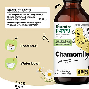 Chamomile Tincture for Dogs - Digestive Health Supplement - Chamomile Liquid Extract for Gas Relief - Gut Support Drops - Liquid Vitamins and Supplements for Pets of All Breeds & Sizes - 4 fl oz