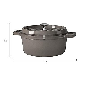 STAUB Cast Iron Roaster/Cocotte, Round, 26 cm, 5 L, Graphite Grey