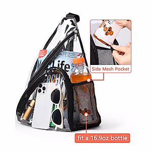 HULISEN Clear PVC Sling Bag Stadium Approved, Backpack with Adjustable Strap