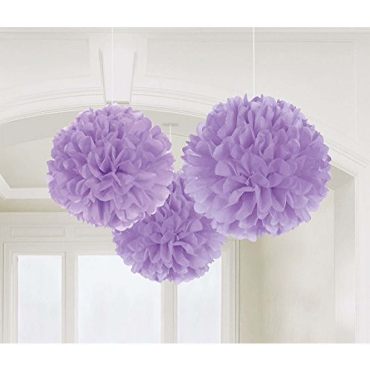 Amscan Round Fluffy Tissue Hanging Decoration, One Size, Lilac