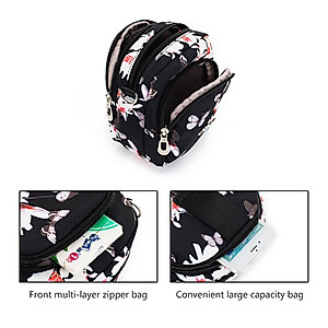 Artwell Small Crossbody Purse Bag for Women Multi-Pocket Flower Nylon Shoulder Bag Cellphone Purse (Flower)