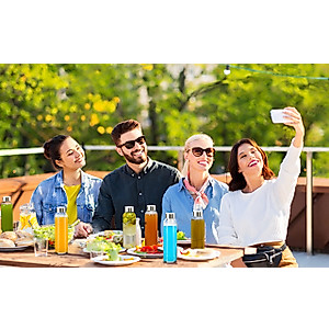 Sursip 24oz Glass Water Bottle Set of 10, Leak Proof Clear glass juice bottle for juicing, Reusable Drinking Bottles with Stainless Steel Lid, Beverage Storage Containers for Refrigerator-BPA Free