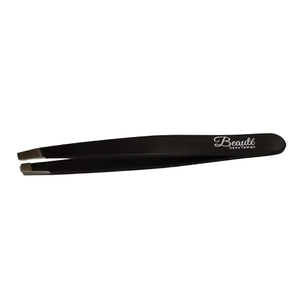 Beauté Sans Temps Beauté Sans Temp Professional Slant Tip Eyebrow Tweezers – Precision Stainless Steel Splinter Removal - Excellent Grip for Plucking Ingrown Facial Hair for Women Men Black