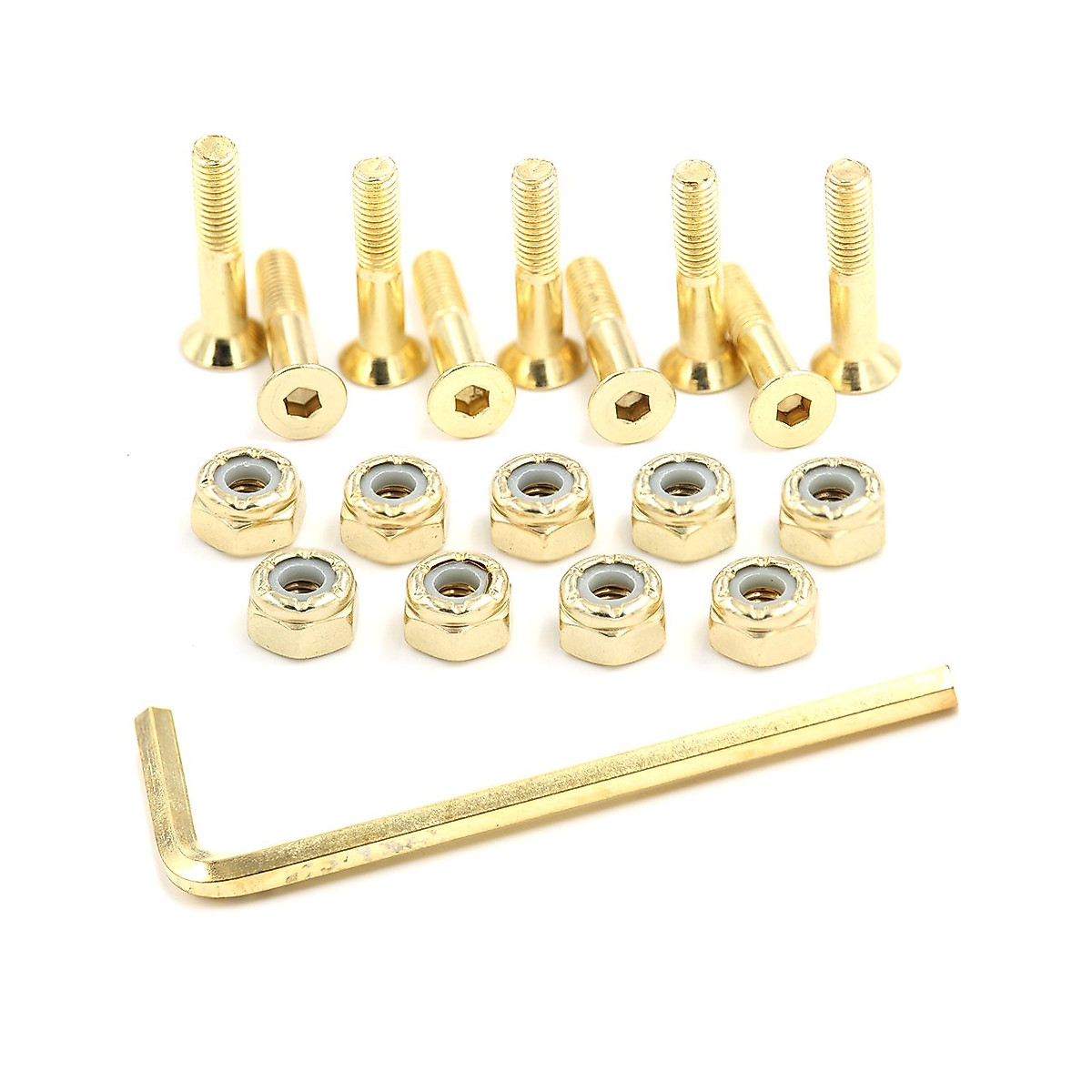 Skateboard Hardware 9PCS Bolts Set Deck Mounting Screws Nuts Hex Key Skate Parts Outfits Color Fasteners Longboard Cruiser Best Mounting Parts Silver Golden Green 1 1/4" 1" 7/8" (Golden, 0.88)