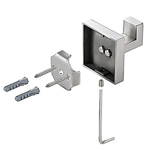 YGIVO Bathroom Hooks, Towel Robe/Coat Clothes Hook Brushed Nickel SUS304 Stainless Steel Square Hanger Wall Hooks Heavy Duty for Bath Kitchen Bedroom Garage Hotel Wall Mounted 2 Pack