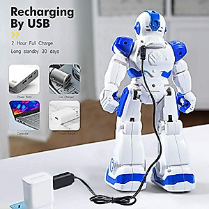 Onadrive Remote Control Robot for Kids Intelligent Programmable Robot with Infrared Controller,Dancing,Singing, Moonwalking and LED Eyes,Gesture Sensing Toys Kit for Childrens Entertainmen (Blue)
