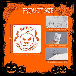 Halloween Pumpkin Face Stencils for Painting: 20pcs 6 inch Large Halloween Skull Stencils Reusable for Pumpkin Painting, Wood, Shirts, Crafts