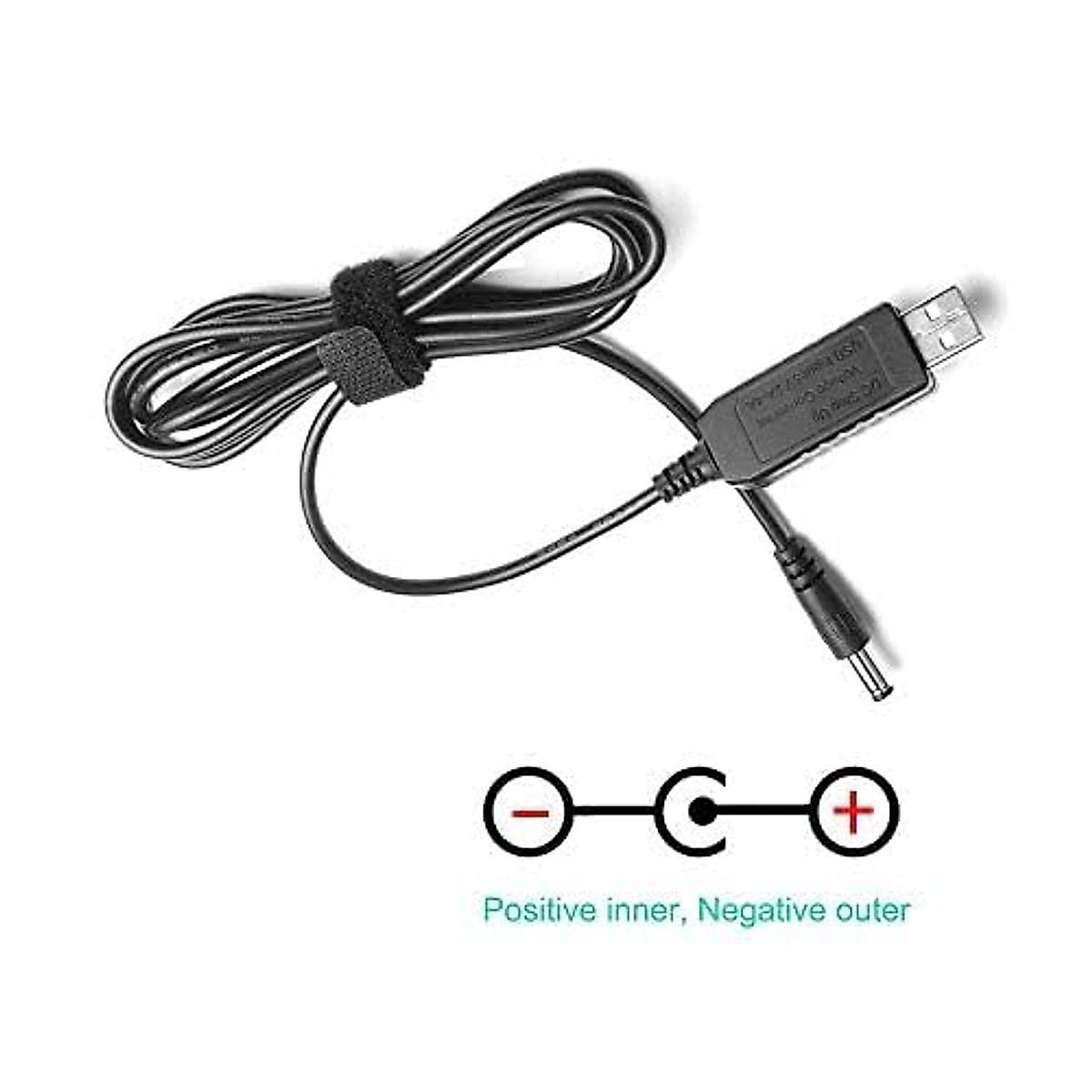 DC 5V to DC 12V USB Voltage Step Up Converter Cable, Power Supply Adapter Cable with DC Jack 5.5 x 2.5mm or 5.5 x 2.1mm, USB 5V to DC 12V Cable - 5ft
