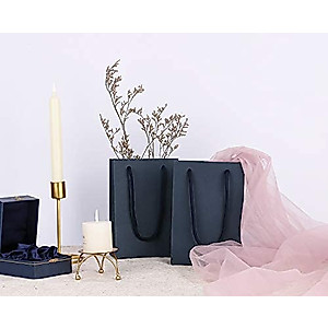 Sdootjewelry Navy Blue Gift Bags, Kraft Paper Gift Bags with Handles, 25 Pack Heavy Duty Matte Tote Paper Bags, 5.1" x 2.4" x 7.5" Small Shopping Bags, Retail Bags, Party Bags for Gift Favor Small Business