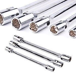 Multifunctional Swivel Box End Head Flexible Socket Wrench Spanner Set For Automotive Maintenance Home Improvement 3pcs Swivel Head Spanner Wrench Flexible Socket Double Point Spanner Hand Tool Wrench