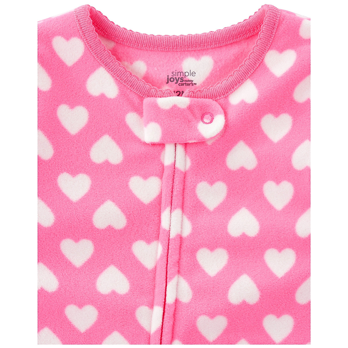 Simple Joys by Carter's Baby Girls' 3-Pack Loose Fit Flame Resistant Fleece Footed Pajamas, Donut/Hearts/Superhero, 18 Months