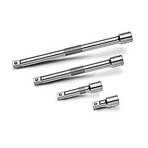 Powerbuilt 4 Piece Extension Bar Set, 3/8 Inch Drive, Socket Extender Bars, 1-3/4, 3, 6, and 8 Inch, Detent Ball, Grease Rings, Non-Slip Grip - 640844
