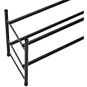 Richards Telescoping Stackable/Expandable Free Standing Shoe Rack, 2-Tier Holds Up To 10-Pair, Matte Black