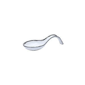 Pampa Bay Salerno Platinum Spoon Rest, 4-inches, Porcelain and Titanium, White and Silver