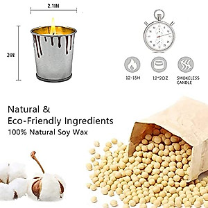 soyyla of 12 Citronella Candles, 2 oz Small Bucket Soy Wax Candle, Made with Citronella Essential Oil, Use for Outdoor, Indoor, Garden, Camping, Patio