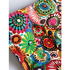 Fun Novelty Print Microwave Bowl Cozy - 8.5 inches for up to 8 inch bowls - Homemade in Texas, USA (Fiesta - Multi)