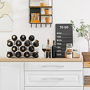 Bamboo Wave Wine Rack, Wine Bottle Stand, 14 Bottles Wine Holder Organizer for Cabinet, Table, Pantry,Wine Cellar, Elegant and Modern Rack,Wooden Wave Wine Rack,Table Top Wine Storage,Wave Wine Rack