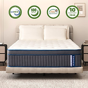 Lechepus California King Mattress, 14Inch Gel Memory Foam with 7-Zone Pocket Spring Mattress Calking Size, Cooling Sleep and Pressure Relief, Medium Plush Hybrid Mattresses in Box for Motion Isolation