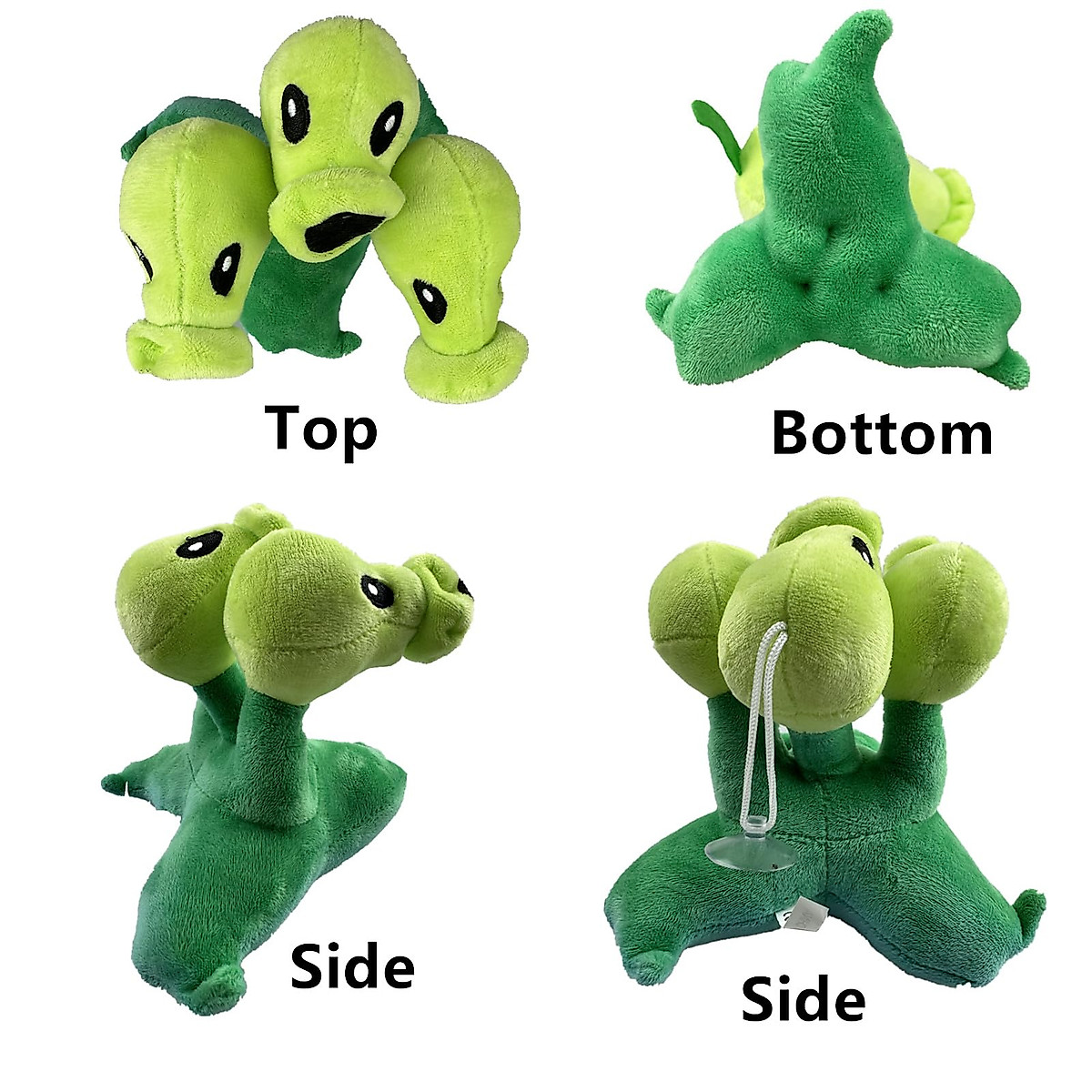 JHESAO 7" Pea Plants and Peashooter Plush Toys Threepeater PVZ Plush 1 2 Stuffed Soft Doll Three-Heads Pea Toy New