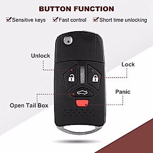 ANGLEWIDE Car Key Fob Keyless Entry Remote SHELL CASE Replacement for 08-12 for Mitsubishi Eclipse Galant Lancer (FCC 6370A477) 4 Buttons 2pad