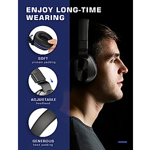 melso On-Ear Headphones with Microphone, Universal Wired Foldable for Adults Children Boys Girls Kids, Lightweight Portable Stereo Headphones with 1.5M Tangle-Free Cord for School Travel Blue