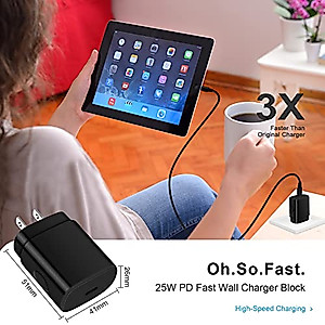 25W Fast Charger for Samsung Galaxy S22/S22 Ultra/S21 FE/S21 Ultra /S21+/S20/Note 22 Ultra /20 5G/A13,Z Flip/Fold 4/3, A10E A11 A21 A51 A32 A52 A71 S10 S9,Single PD Wall Charger Block and Cable 10FT