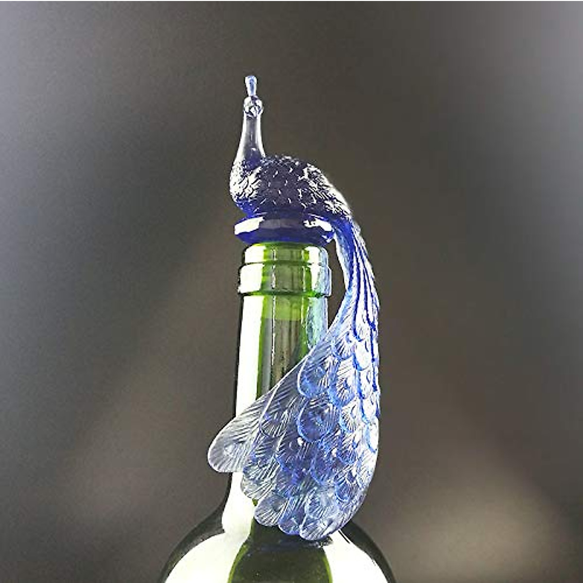 Tovip Silicone Wine Bottle Stopper Peacock Creative Wine Beverage Bottle Seal Bottle Caps Party Decoration Bar Kitchen (Blue)