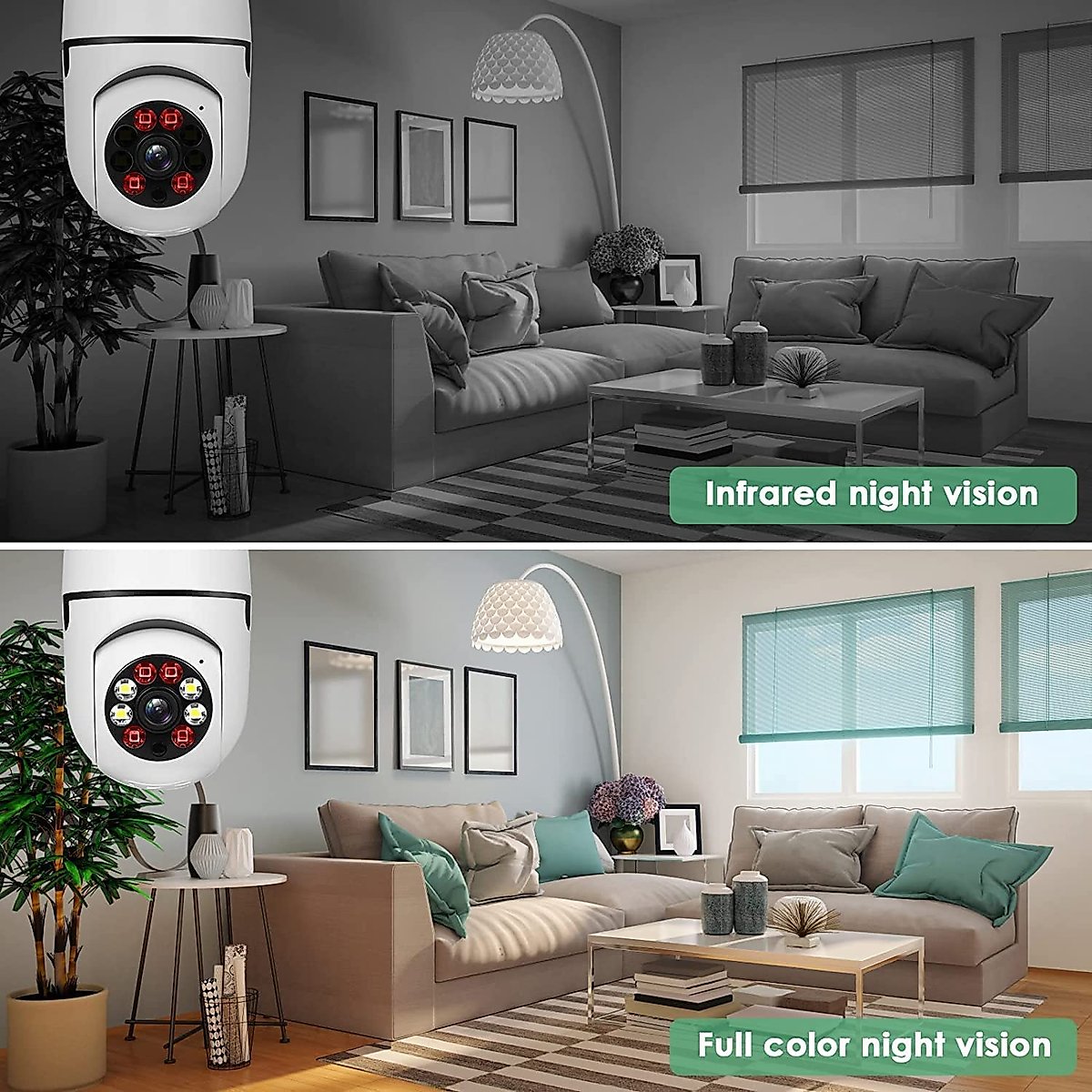 SECUEYE E26 Bulb Camera 5MP WiFi 2.4GHz 5GHz Pan/Tilt 10X Zoom Automatic Tracking Color Night Motion Detection 2-Way Audio SD Card Recording