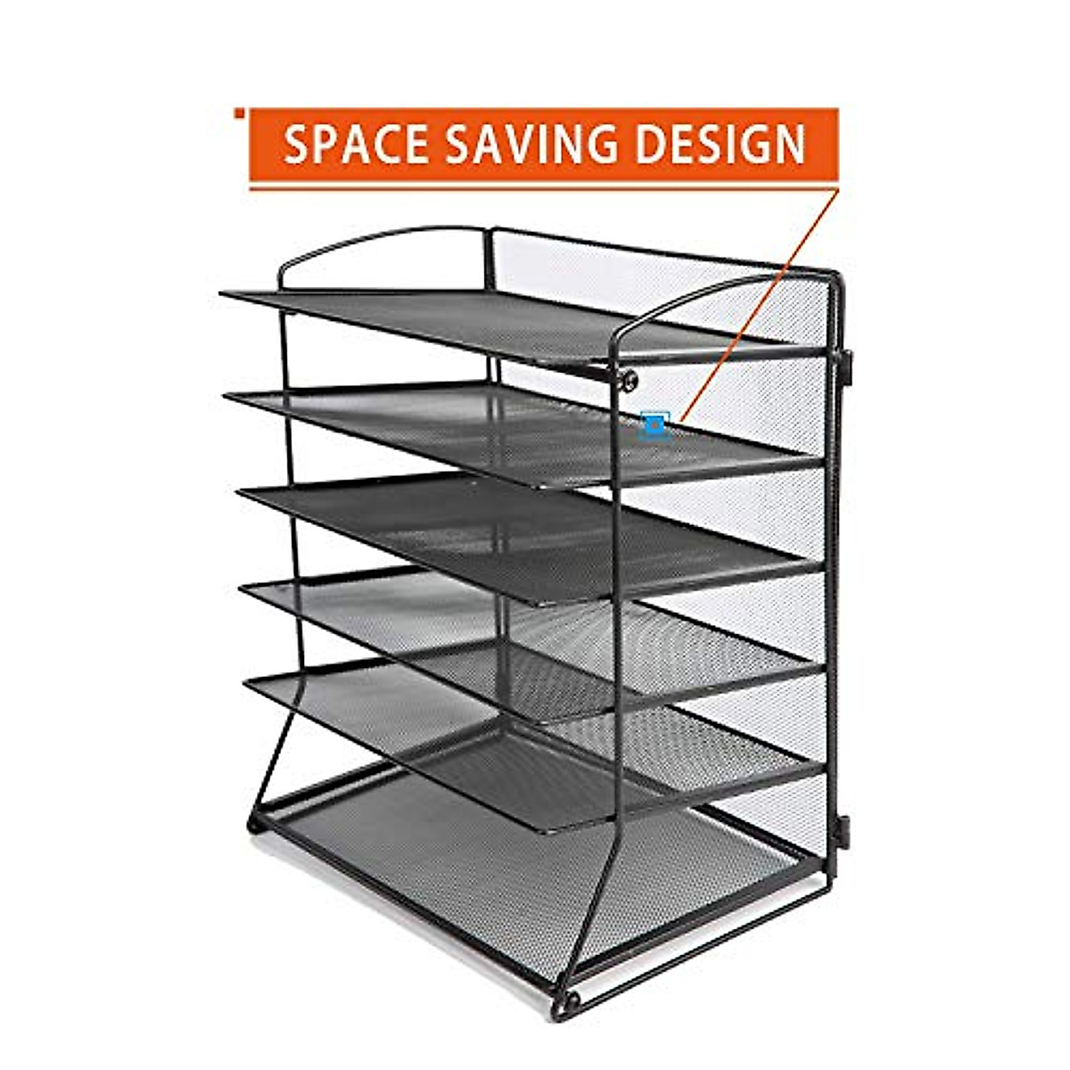 CLATINA 6-Tier Metal Mesh Desk File Organizer Desktop Letter Tray Paper Document Holder for Office Home School Black