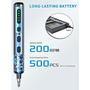 SHOWPIN Mini Electric Screwdriver Set: 70 in 1 Small Electronic Tool Kit Precision Power Screwdriver - 5 Torque Setting LED S2 Bits for Computer Laptop PC Repair