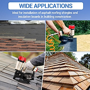 meite Roofing Nailer, Pneumatic Coil Roofing Nail Gun, Compatible with 15 Degree 7/8" to 1-3/4" Coil Roofing Nails, Lightweight Roofing Tools with Adjustable Nail Depth, Safety Switch (CN45R)