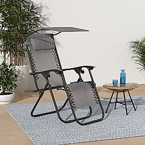 BTEXPERT Adjustable Steel Mesh Zero Gravity Lounge Chairs Case Outdoor Patio Recliner Beach Yard Garden with Pillows Sunshade Utility Tray Cup Holder Gray Two Case Pack (Set of 2 pcs)