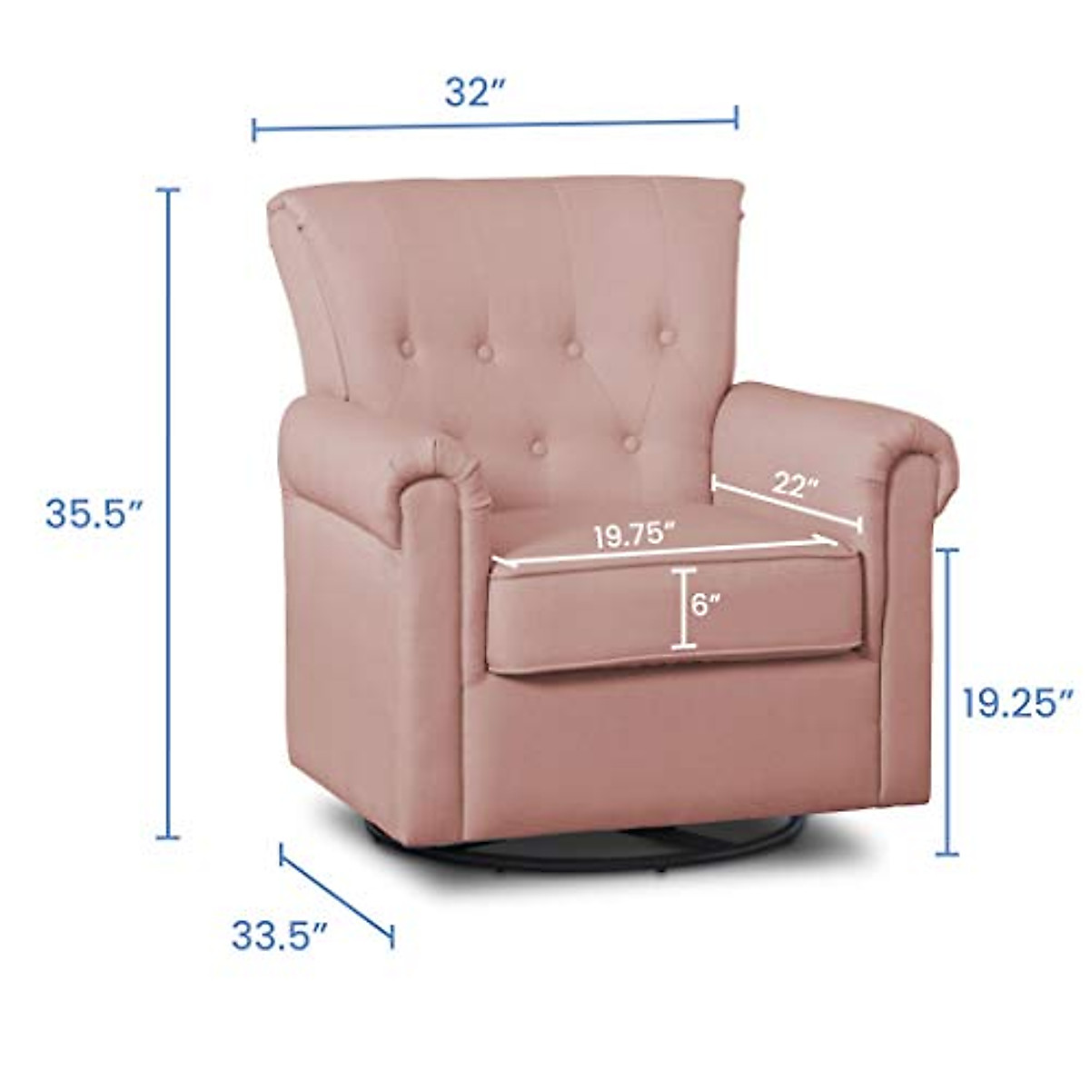 Delta Children Harper Glider Swivel Rocker Chair, Blush