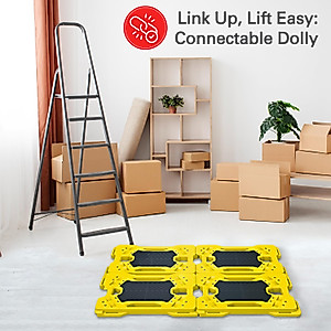 Connectable Moving Dolly | 330 lbs Capacity per Dolly - BV Certified| Anti-Slip Surface | Made of Heavy-Duty Polypropylene & Thermoplastic | Non-Marking 3” Swivel Casters | 25’’ x 17.1’’ x4.7’’
