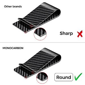 MONOCARBON Carbon-Fiber-Money-Clip-for-Men, Minimalist-Money-Holder for Cash, High Elastic Carbon-Fiber-Wallet, Slim and Durable (Twill Matte Black)
