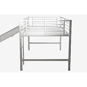 DHP Junior Twin Metal Loft Bed with Slide, Multifunctional Design, White with White Slide