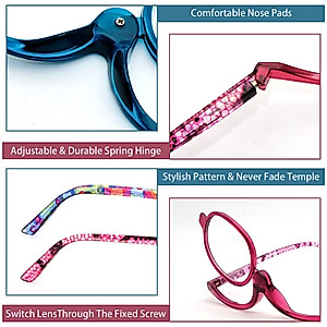 Sehnsucht 2 Pairs Eye Make Up Reading Glasses Womens Magnifying Cosmetic Readers Rotating Makeup Glasses for Women Blue Purple Tortoise 3660 2.50
