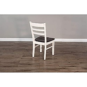 Pemberly Row 18" Wood Dining Room Ladderback Chair with Wood Legs for Kitchen, Modern Restaurant Chairs in Off White and Dark Brown